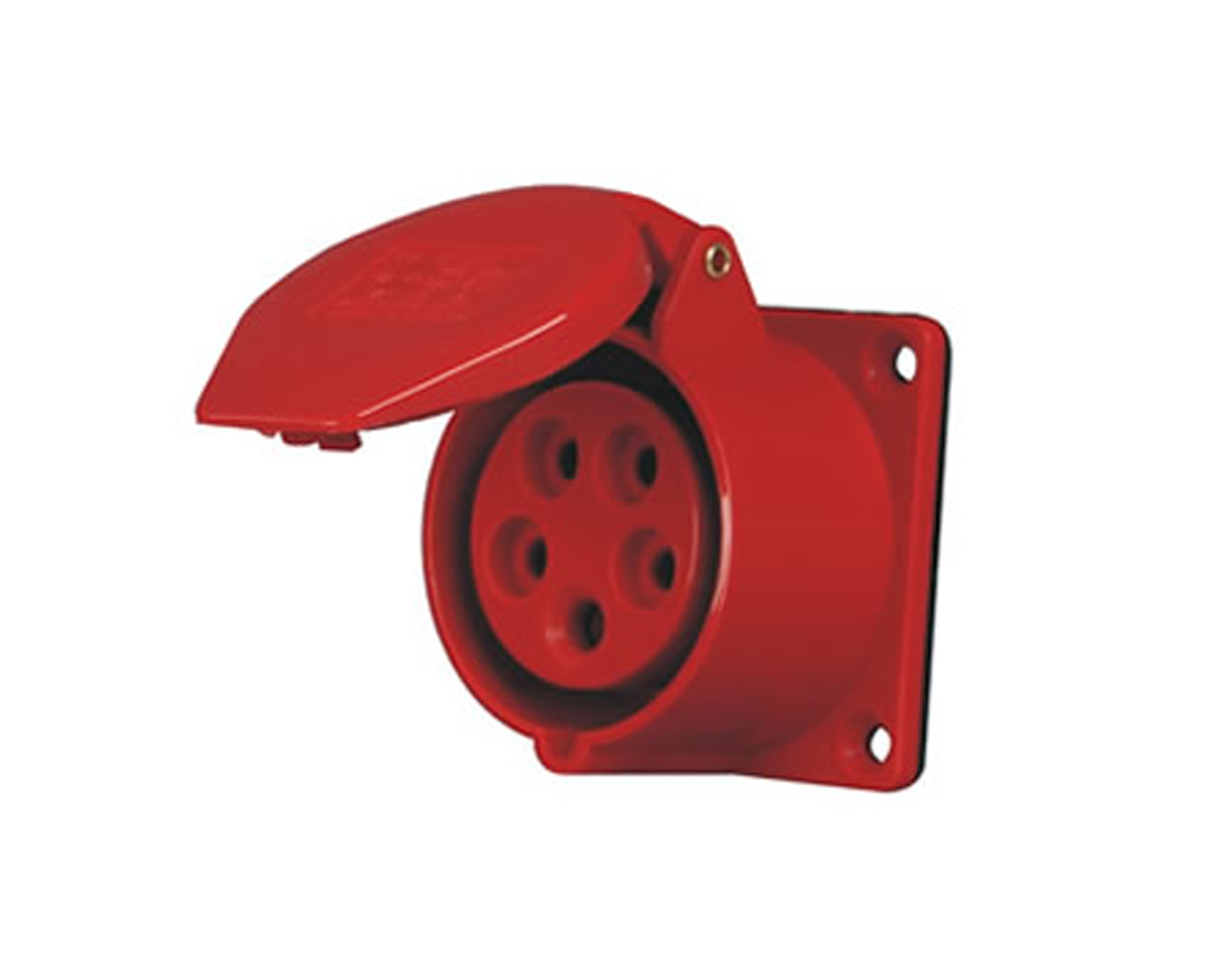 Panel Mount Socket 32A 415V 3P N+E IP44 Red - Concordia Technologies