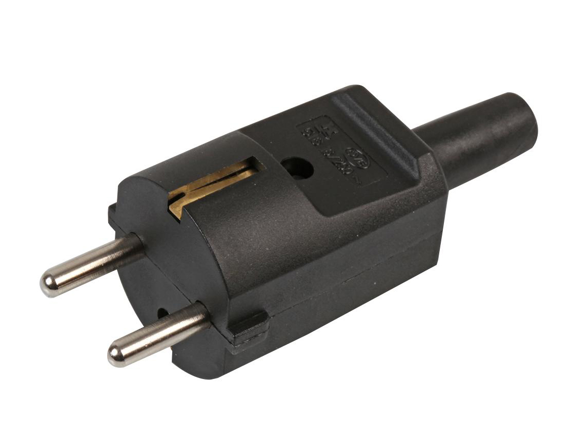 European Schucko Plug Black Rewireable Black - Concordia Technologies