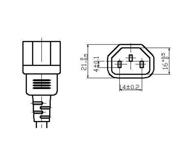 IEC C14 Plug to Bare Ends Power Lead, 1m Black - Concordia Technologies